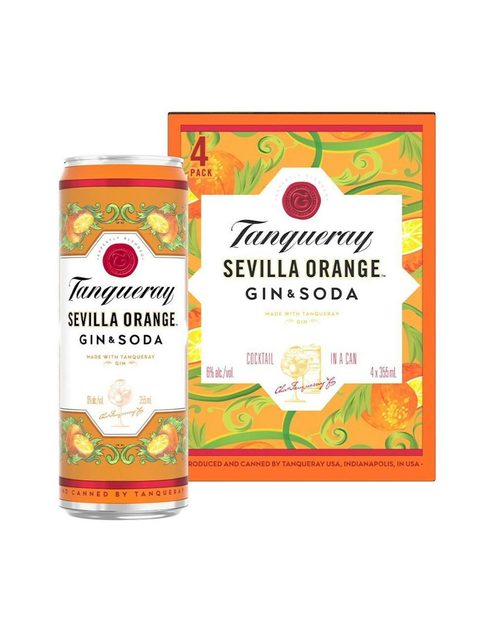 Tanqueray 'Sevilla Orange' Gin & Soda 4-355ml Cans :: Ready to Go Cocktails