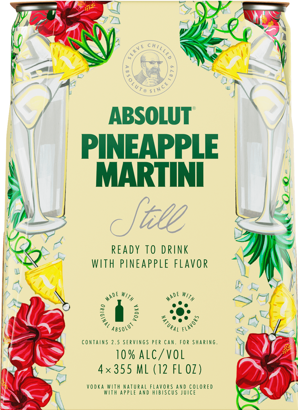 Absolut Cocktails Pineapple Martini 4-355ml Cans :: Ready to Go Cocktails