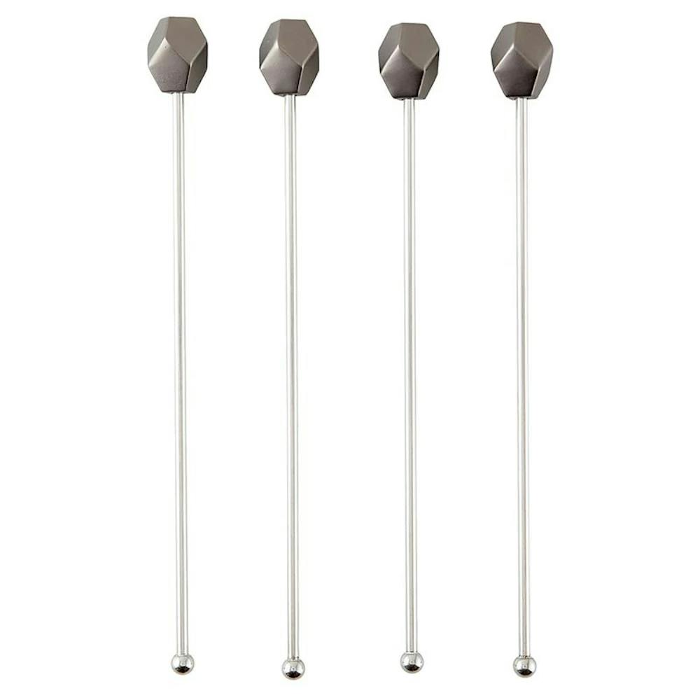 Geometric Stir Sticks- Black 4pk :: Bar Tools