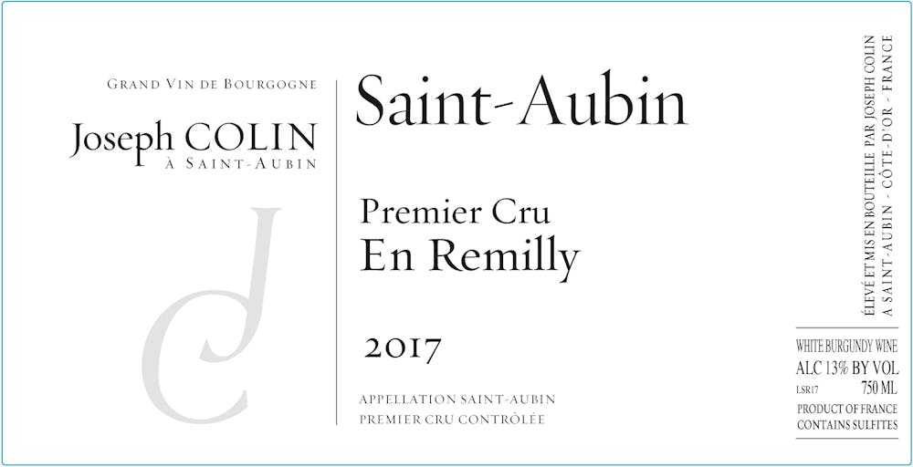 Joseph Colin 'En Remilly' St Aubin 1er Cru 2020 :: Burgundy White