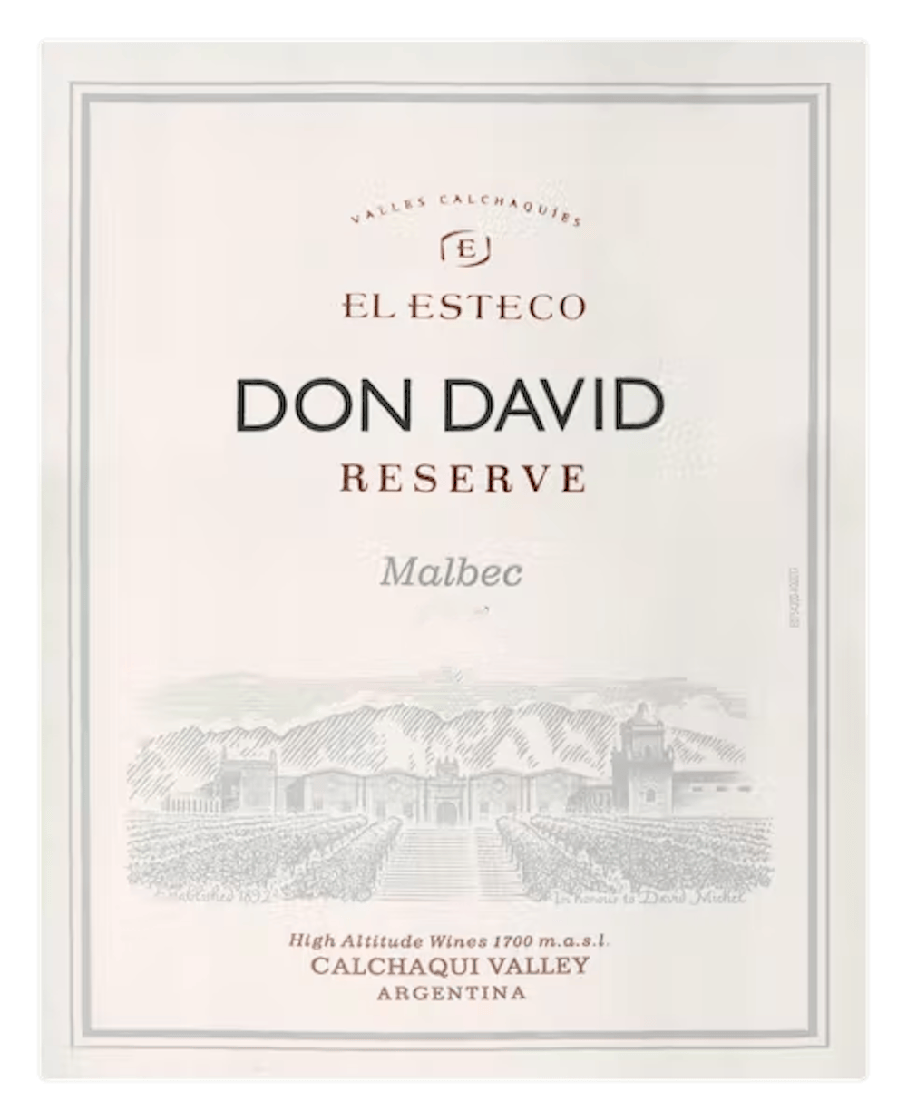 El Esteco 'Don David' Malbec Reserve 2021 :: Malbec