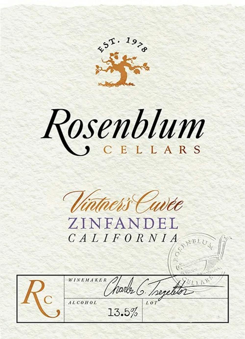 Rosenblum Cellars Vintners Cuvee Zinfandel Lot. 42 :: Zinfandel