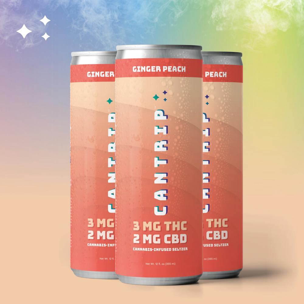 Cantrip THC/CBD Seltzer Ginger Peach 4-12oz Cans :: CBD Drinks