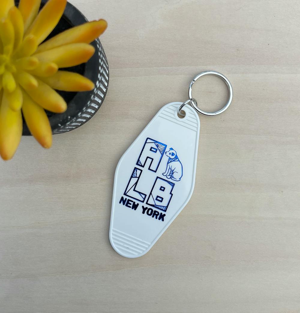 Nipper ALB, NY Keychain (White) by Breakout Press Co. :: Homegoods