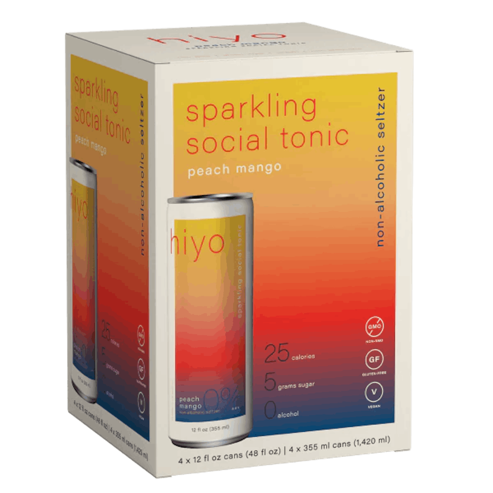 hiyo Peach Mango Non-Alcoholic Social Tonic 4pk :: Adaptogenic Drinks