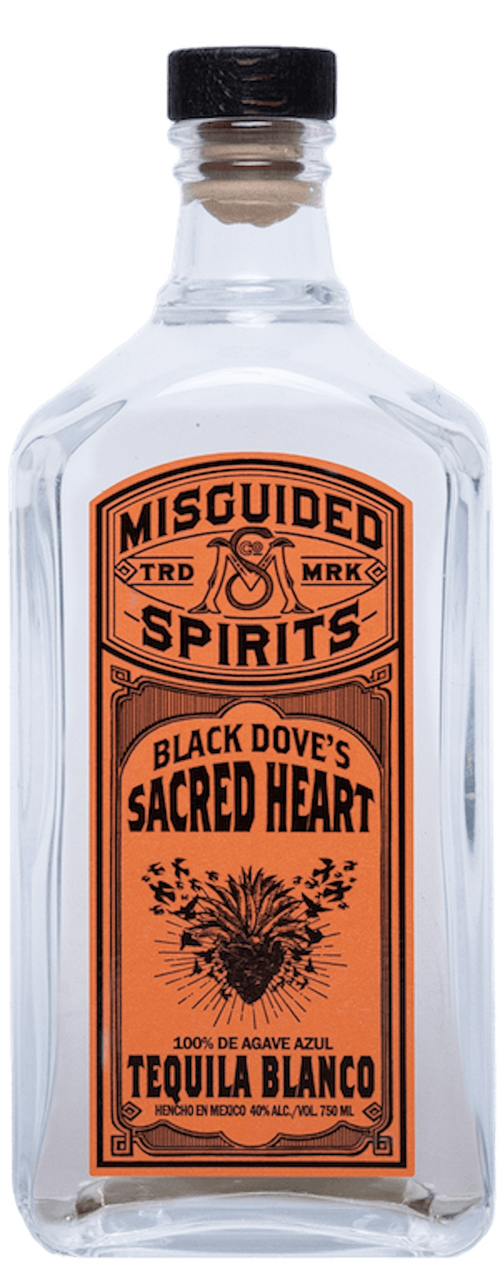 Misguided 'Black Doves Sacred Heart' Tequila Blanco 1L 80Pf :: Tequila