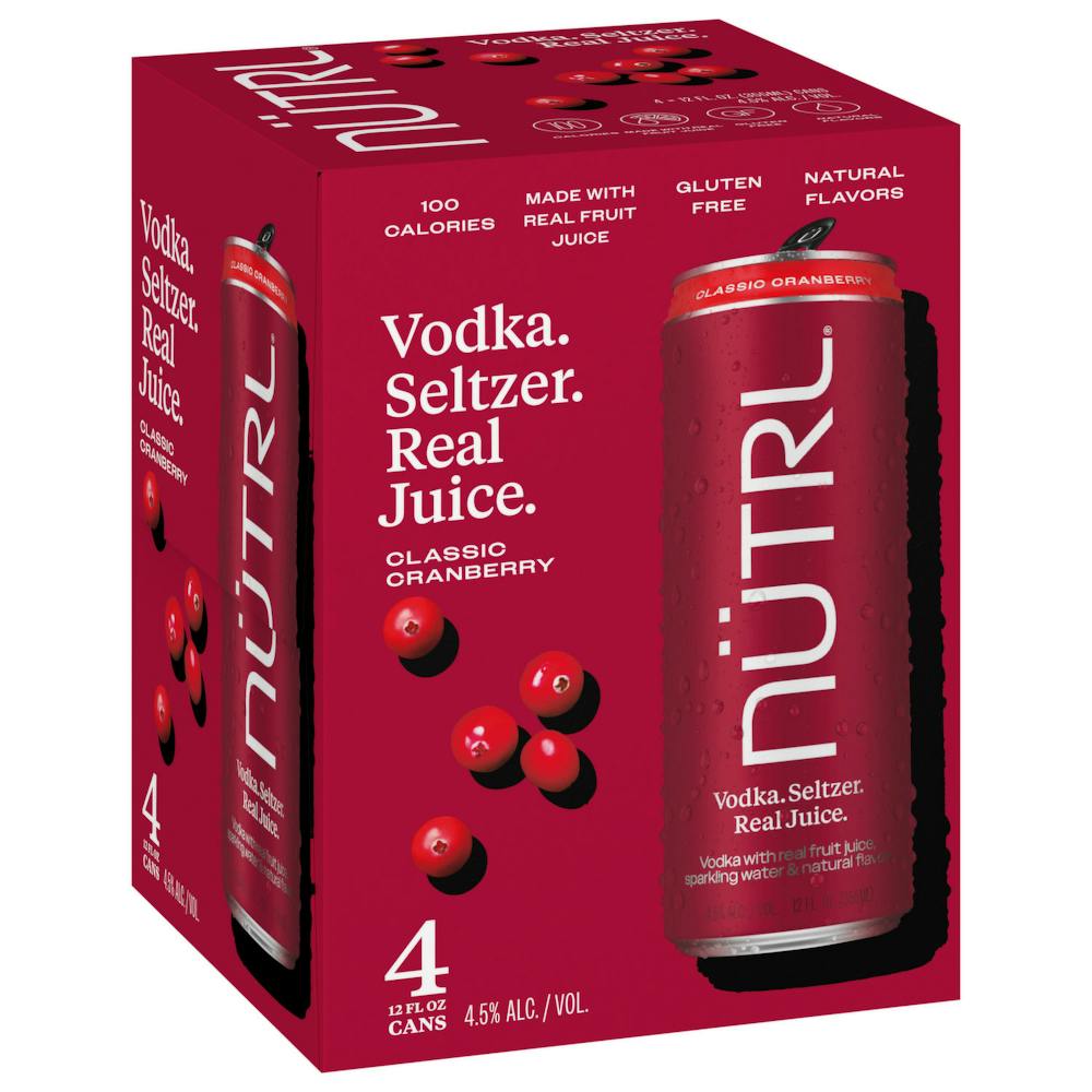 Nutrl Classic Vodka Seltzer Cranberry 4-12oz Cans :: Ready to Go Cocktails