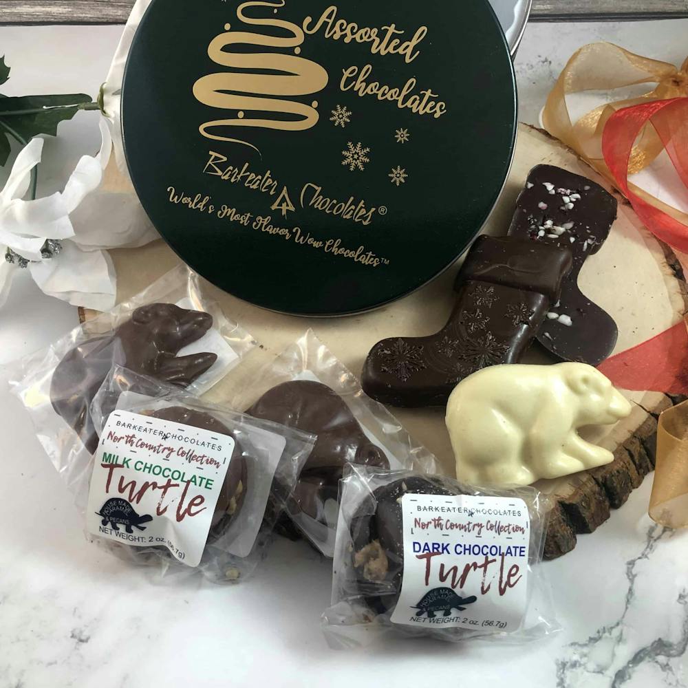 Holiday Assorted Chocolates Tin by Barkeater Chocolates :: Chocolate