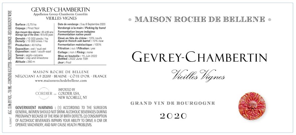 Maison Roche de Bellene Gevrey-Chambertin VV 2020 :: Burgundy Red