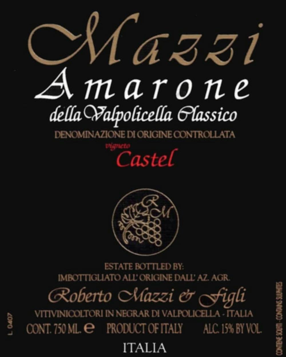 Mazzi 'Castel' Amarone Valpolicella Classico 2017 :: Italian Red