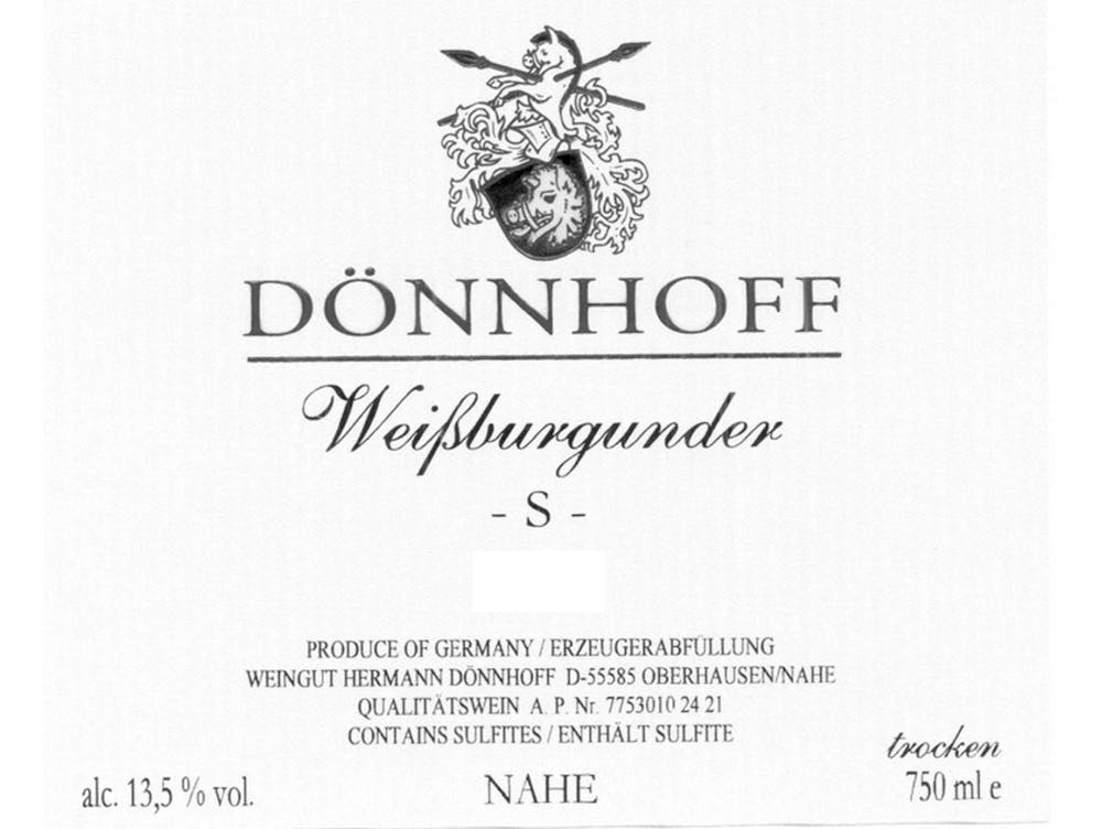 Donnhoff Weissburgunder 'S' 2021 :: Other White Wines
