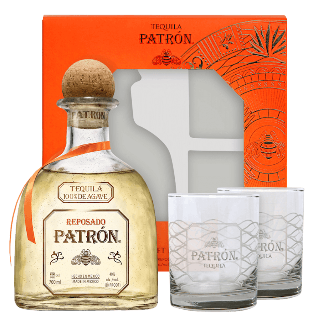 Patron Reposado Rocks Glasses Gift Set 750ml :: Tequila