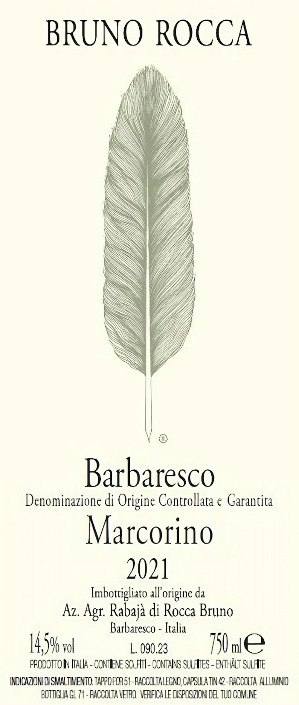 Bruno Rocca Barbaresco 'Marcorino' 2021 :: Italian Red