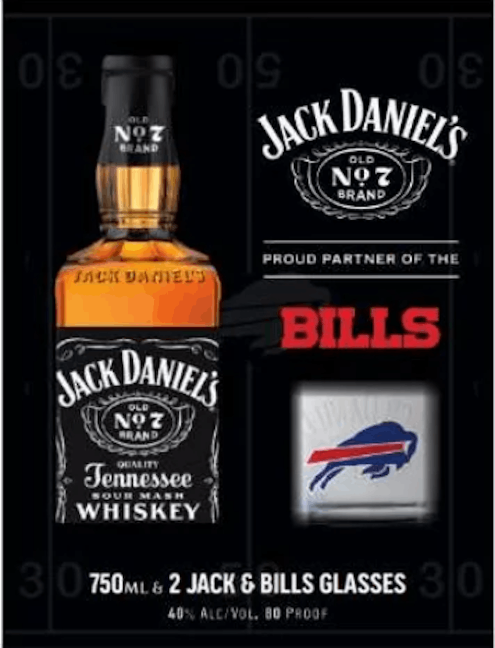 Jack Daniel's Buffalo Bills w/2 Glasses Gift Set 750ml :: Whiskey
