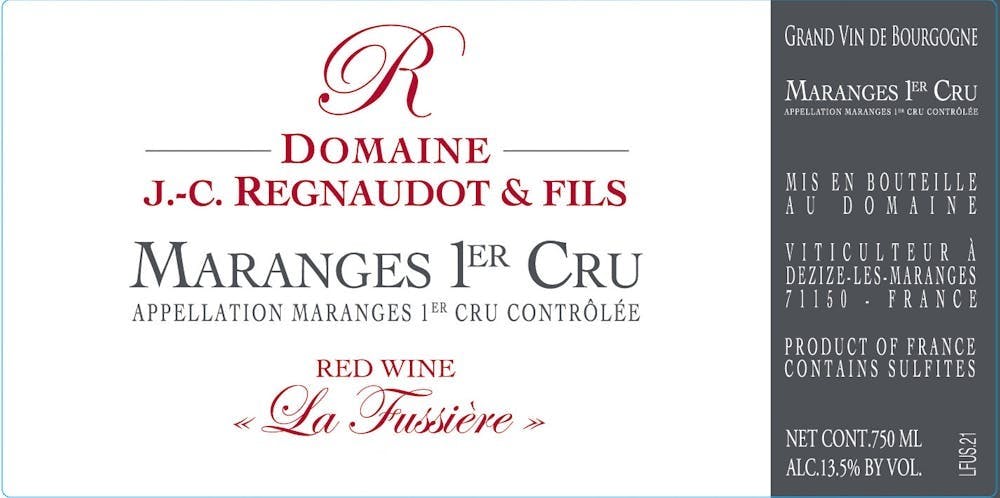 Dom. Jean Claude Regnaudot La Fussier Maranges 1er Cru 2022 :: Burgundy Red