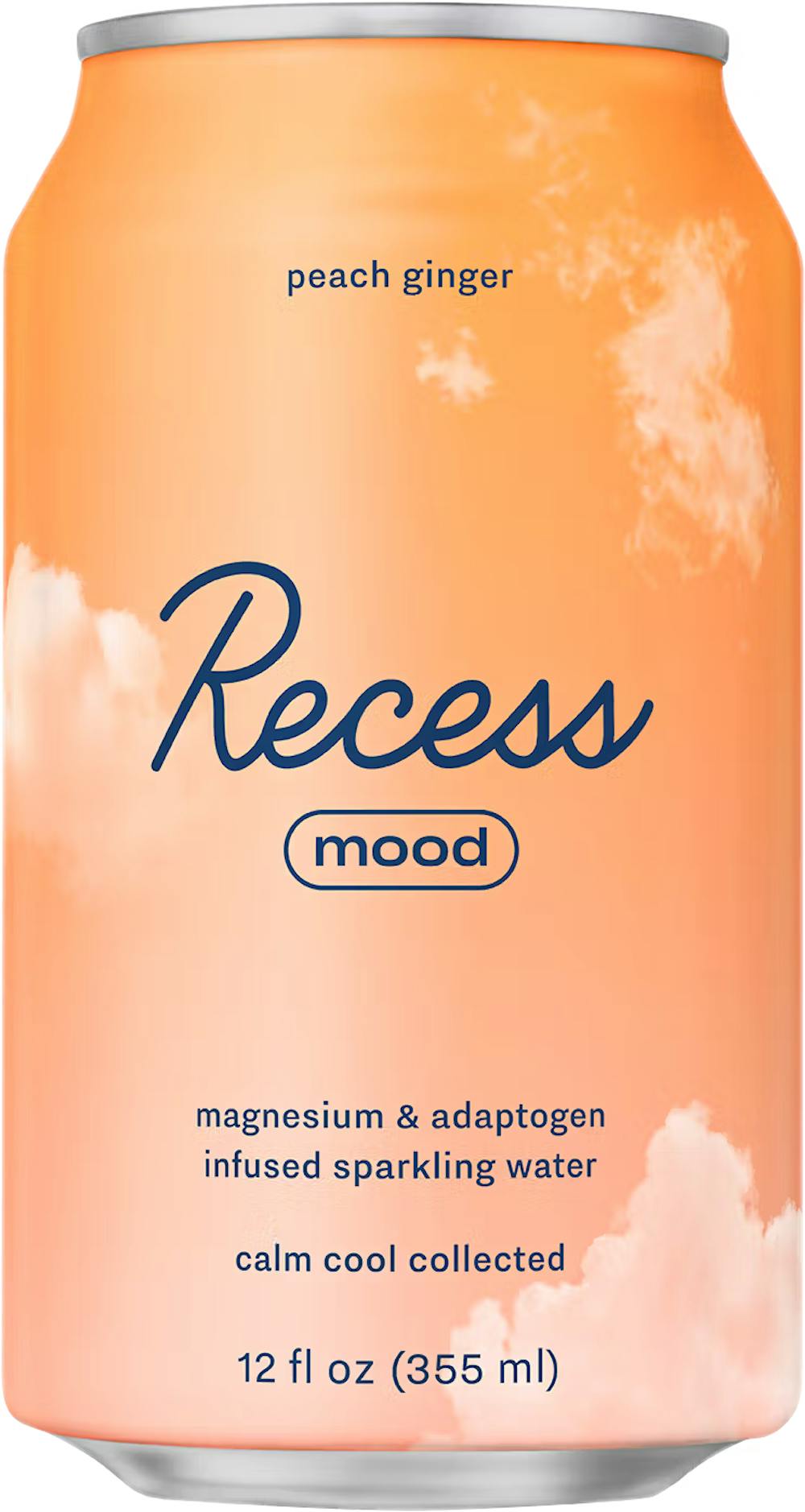 Recess Mood Peach Ginger Infused Sparkling Water 12oz :: Adaptogenic Drinks