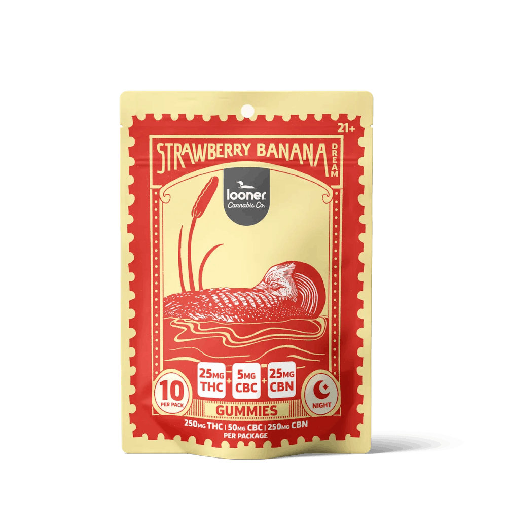 Looner 25mg THC Strawberry Banana Night Gummies (10ct) :: CBD Food