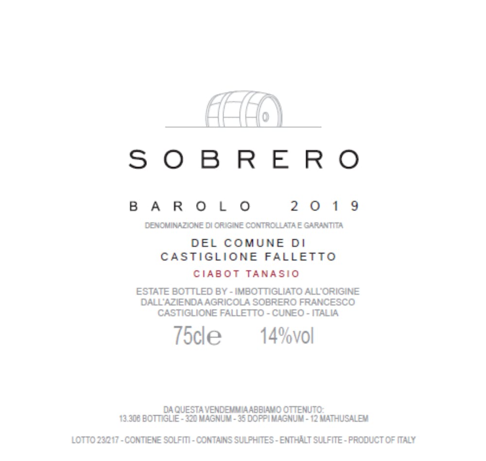 Cantina Sobrero Francesco Barolo Ciabot Tenasio 2019 :: Italian Red
